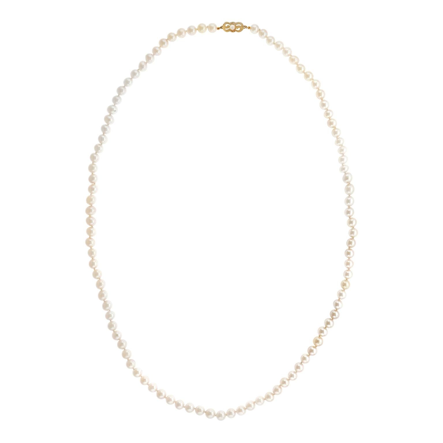Mikimoto Natural Cultured Pearl Necklace at 1stDibs | mikimoto mark ...
