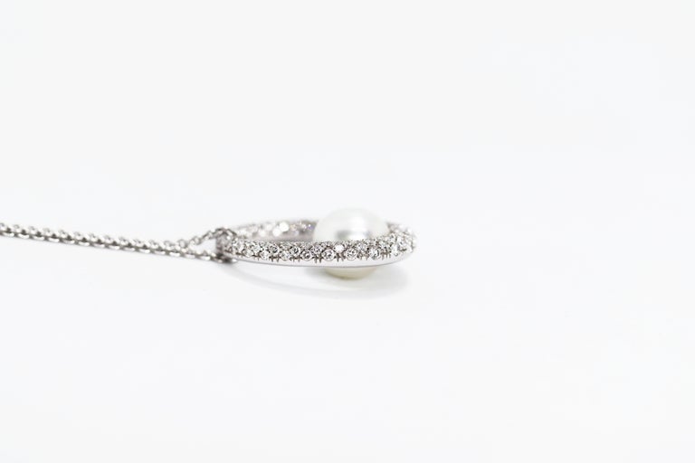 Mikimoto Pearl and Diamond Pendant with 18 Carat White Gold Chain at ...