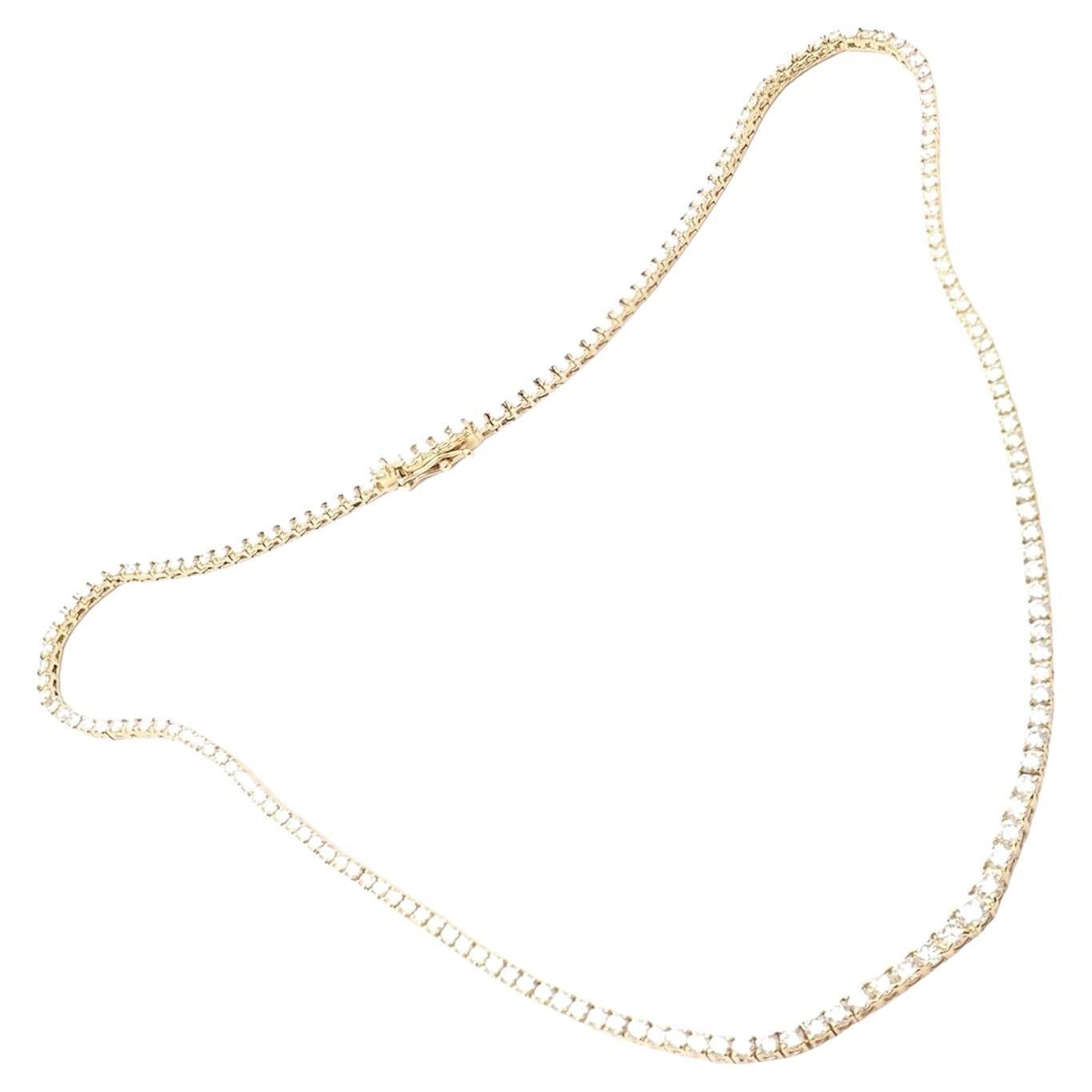 Mikimoto Riviera Diamond Graduated Tennis Yellow Gold Necklace at 1stDibs
