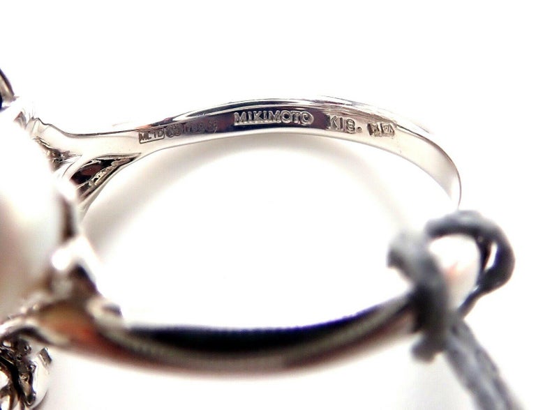 Mikimoto Sakura Diamond Pink Sapphire Pearl White Gold Flower Ring at ...