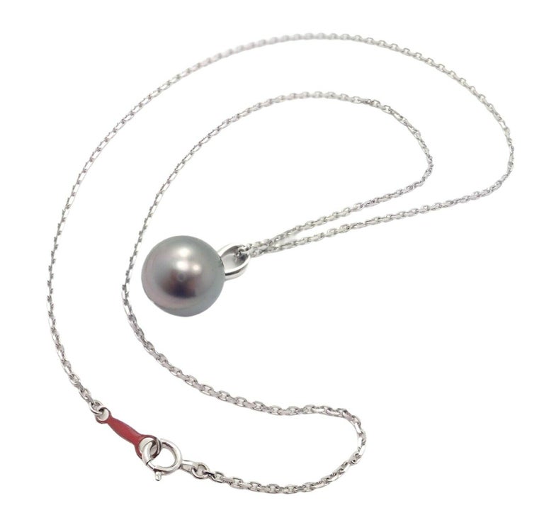 Mikimoto Tahitian Cultured Pearl Platinum Pendant Necklace at 1stDibs