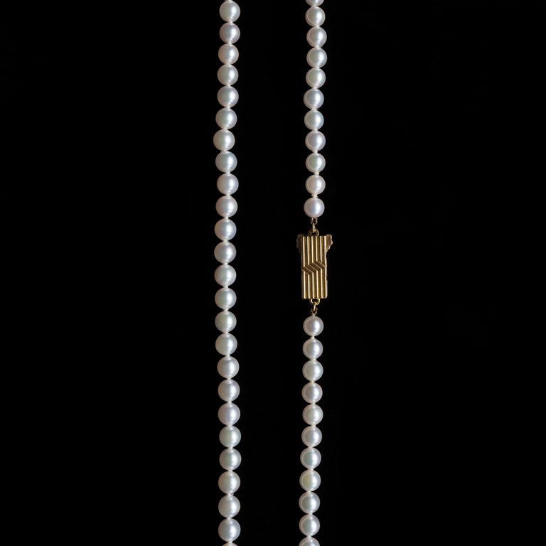 Mikimoto Vintage Akoya Pearl Necklace Pristine at 1stDibs