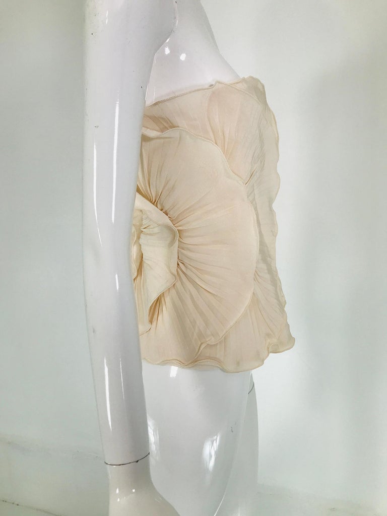 Mila Schon Ivory Bustier Plisse Silk 1980s unworn with tags size 40 For ...