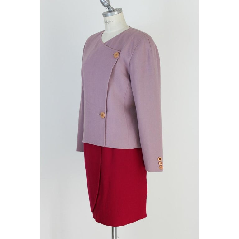 Mila Schon Purple Lilac Wool Tulip Skirt Suit For Sale at 1stDibs