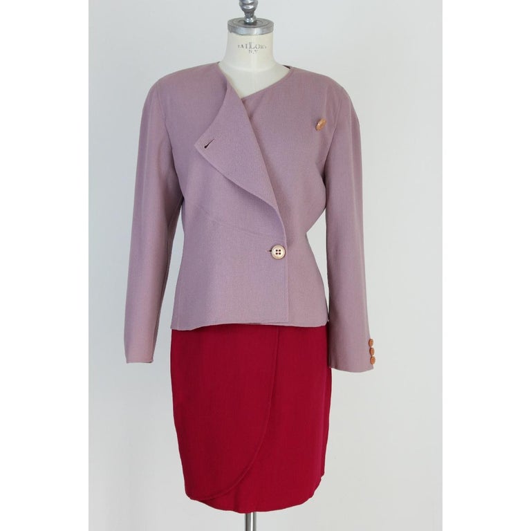 Mila Schon Purple Lilac Wool Tulip Skirt Suit For Sale at 1stDibs