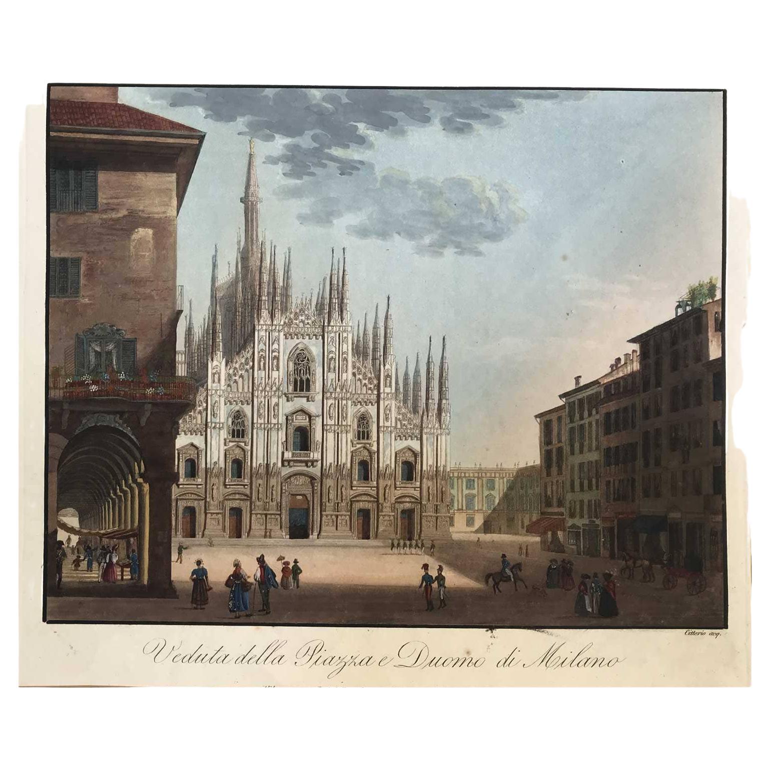 Duomo Milan Cathedral Front View Early 19th Century Original Etching ...