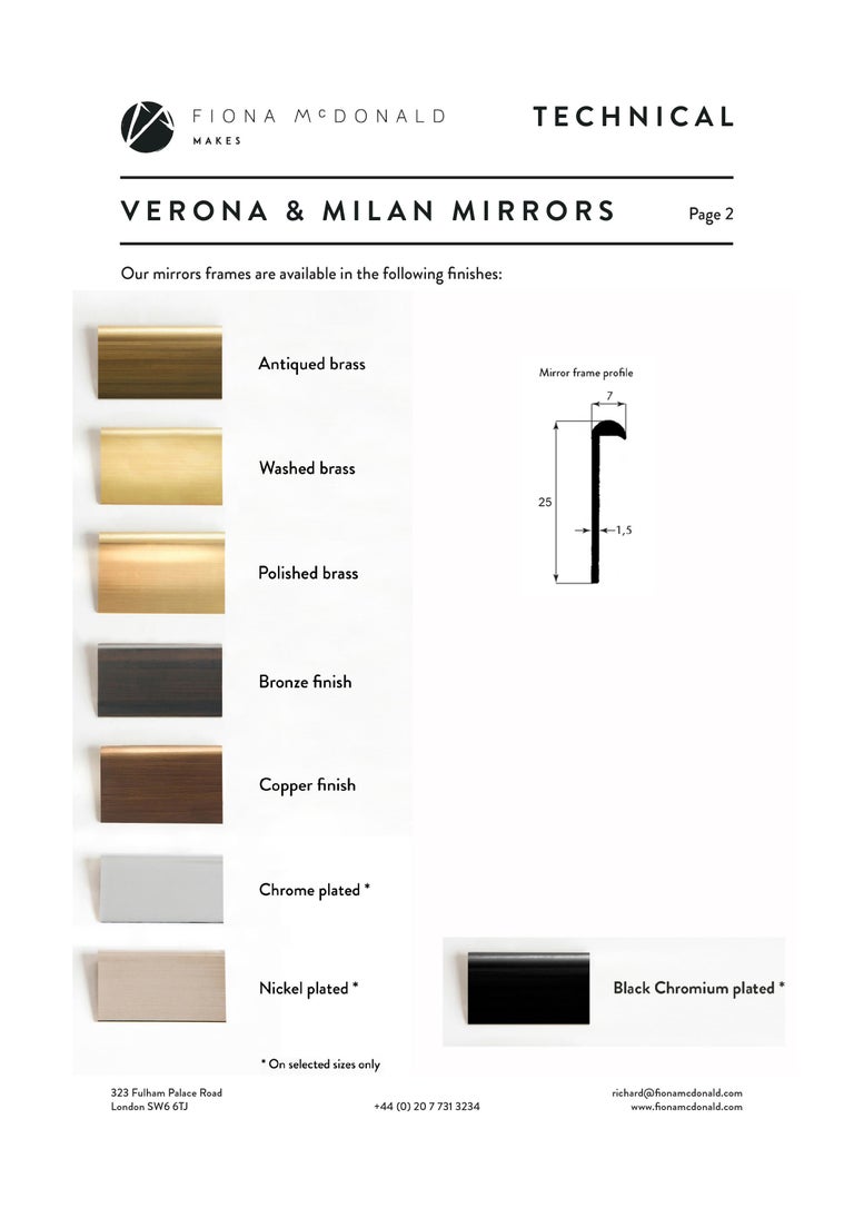 Milan Mirror - Bespoke - Mirrors with Brass, Bronze, Nickel or Chrome ...