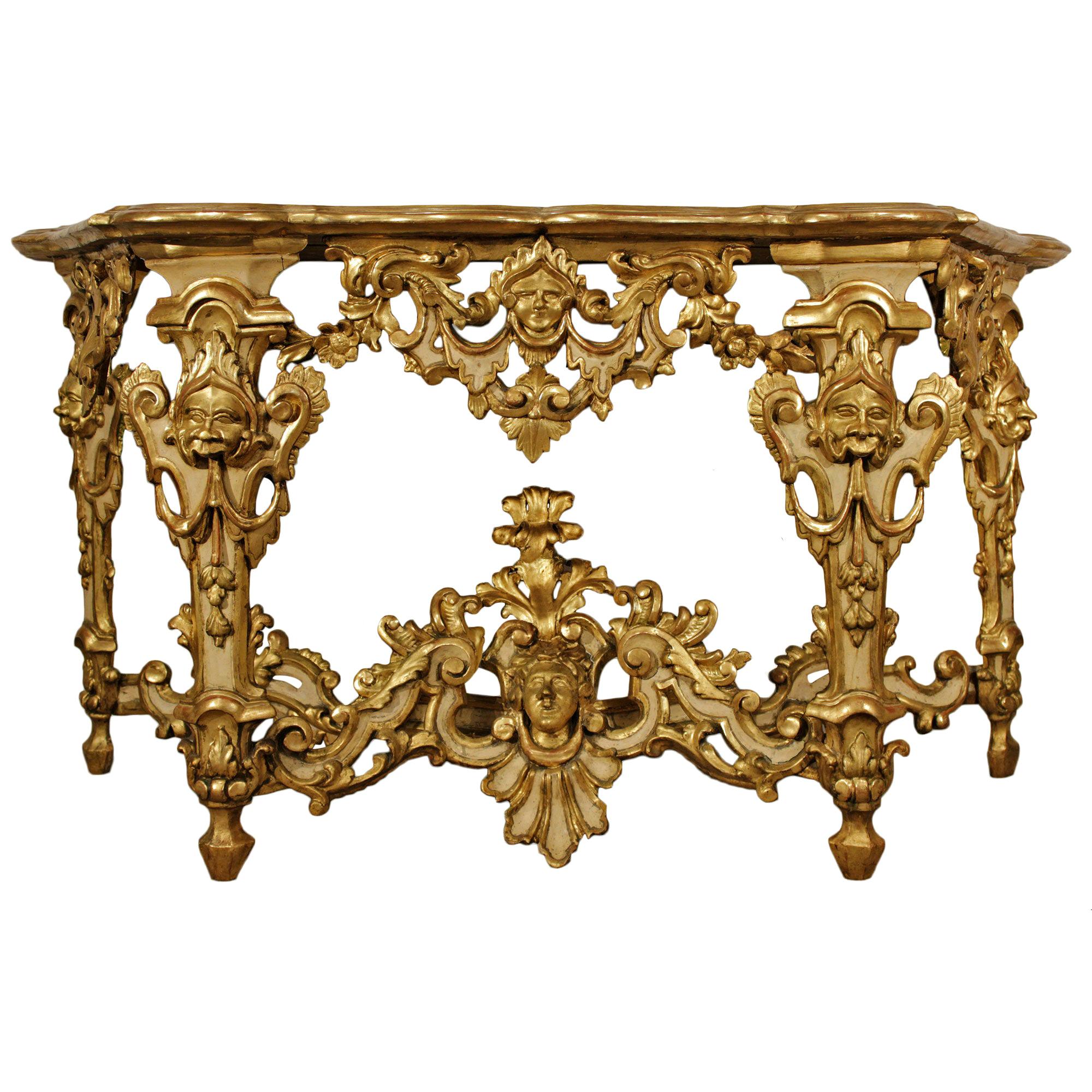 18th Century Louis XIV Large Giltwood Console Table For Sale at 1stDibs