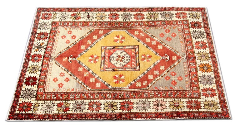 Milas Antique Rugs, Turkish Rug Yellow Handmade Carpet Oriental Rugs ...