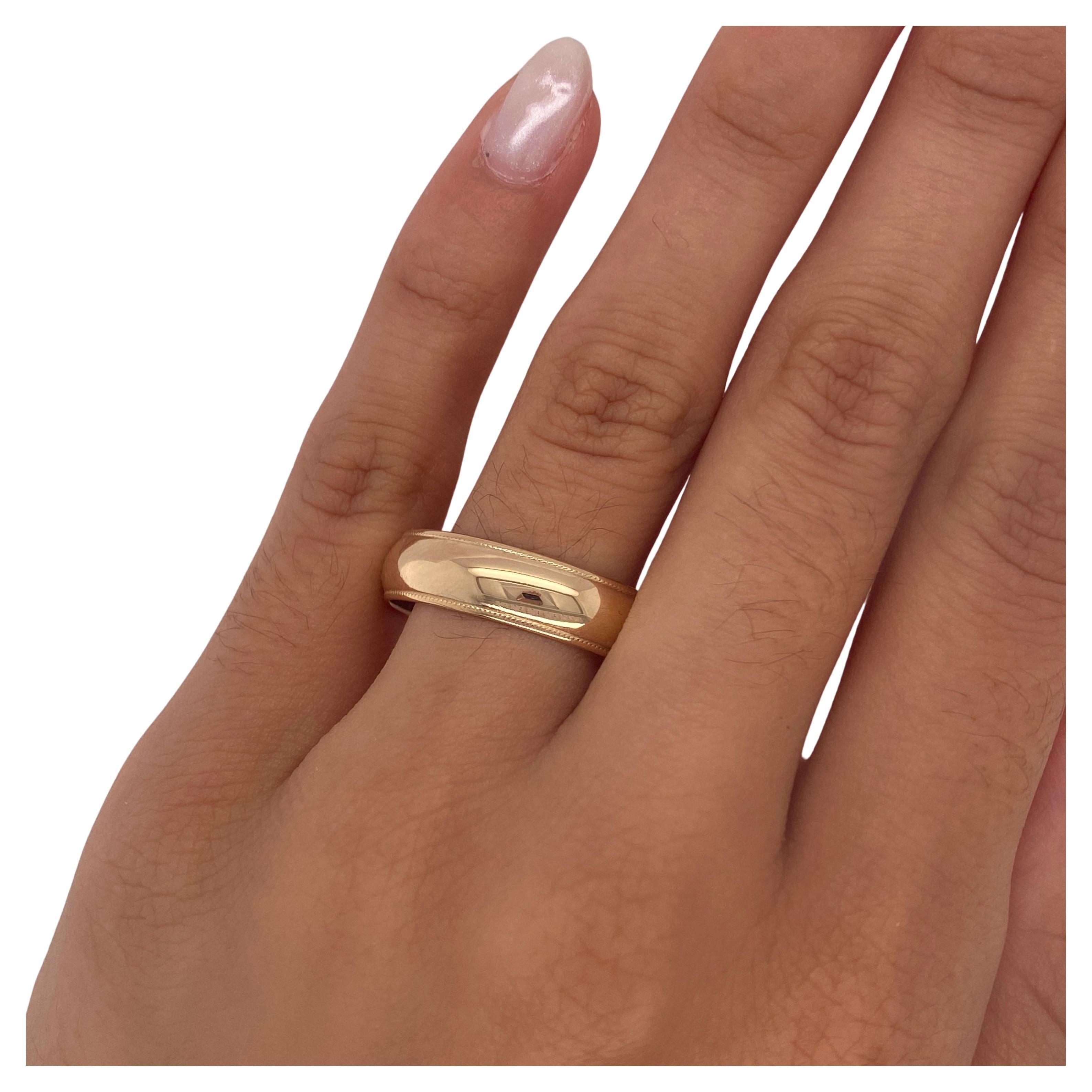 Milgrain Wedding Band In 14k Yellow Gold, Low Profile For Sale At 1stdibs