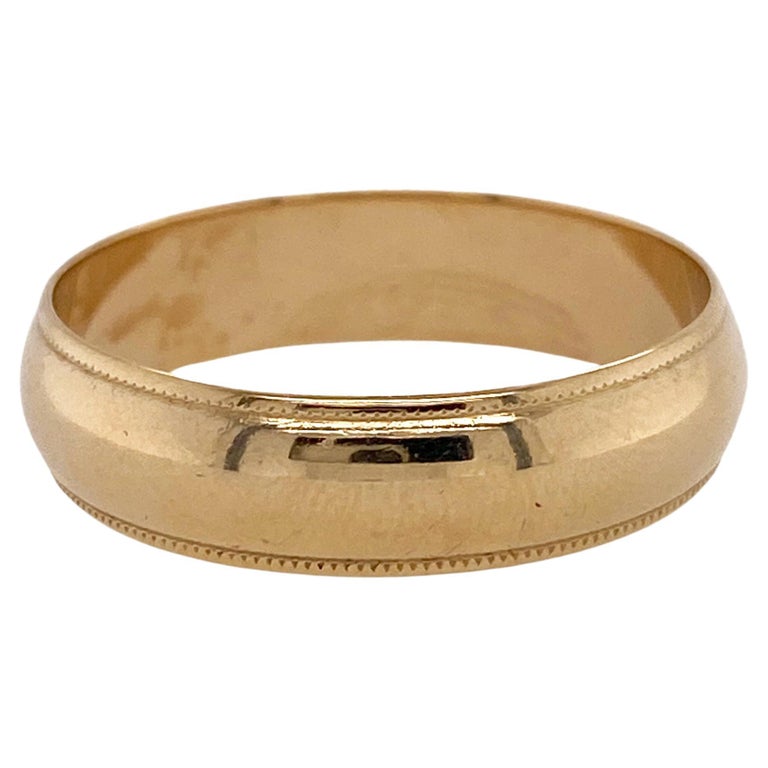 Milgrain Wedding Band in 14K Yellow Gold, Low Profile For Sale at 1stDibs