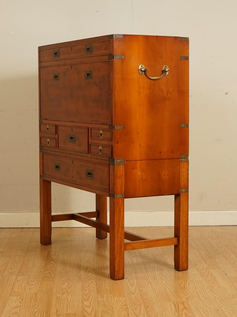 Military Campaign Chest Bereau Desk with Chest of Drawers Burr Yew Wood ...