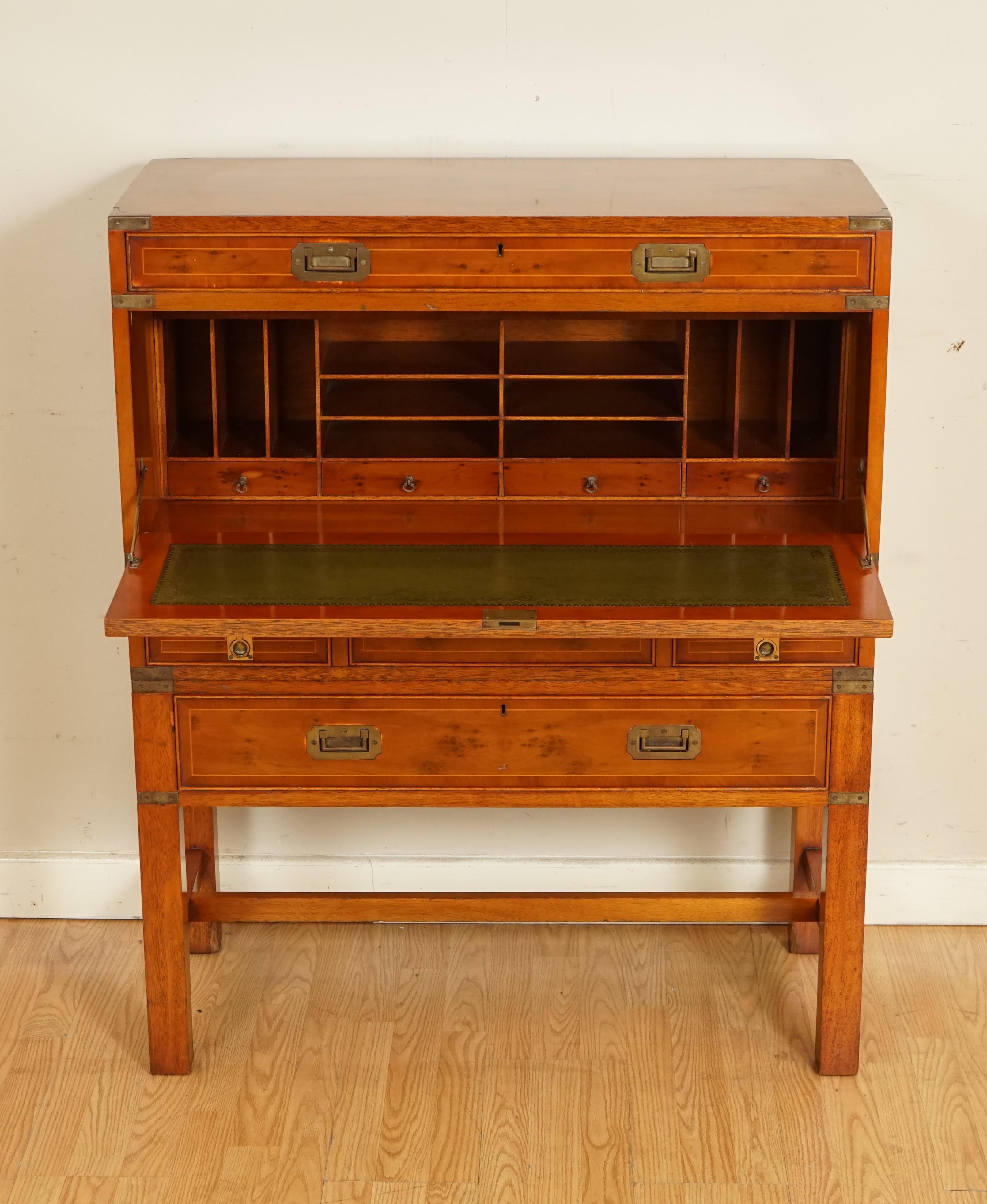 Military Campaign Chest Bereau Desk with Chest of Drawers Burr Yew Wood ...