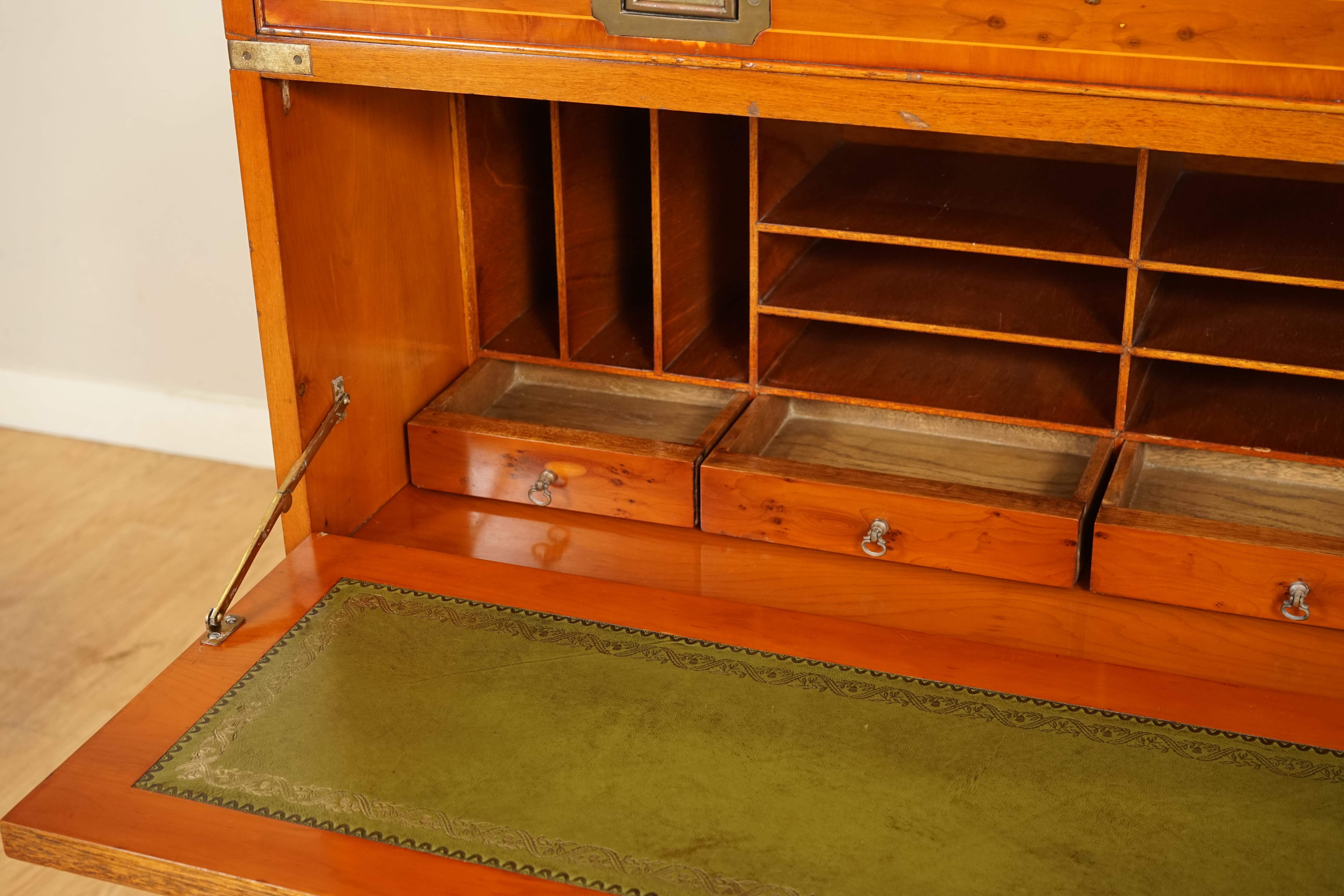 Military Campaign Chest Bereau Desk with Chest of Drawers Burr Yew Wood ...