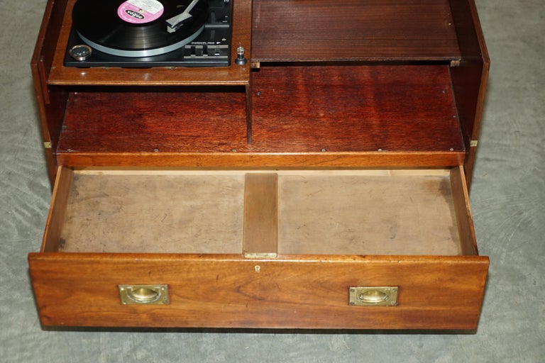 Military Campaign Small Chest of Drawers with Hidden Radio Tape Record ...
