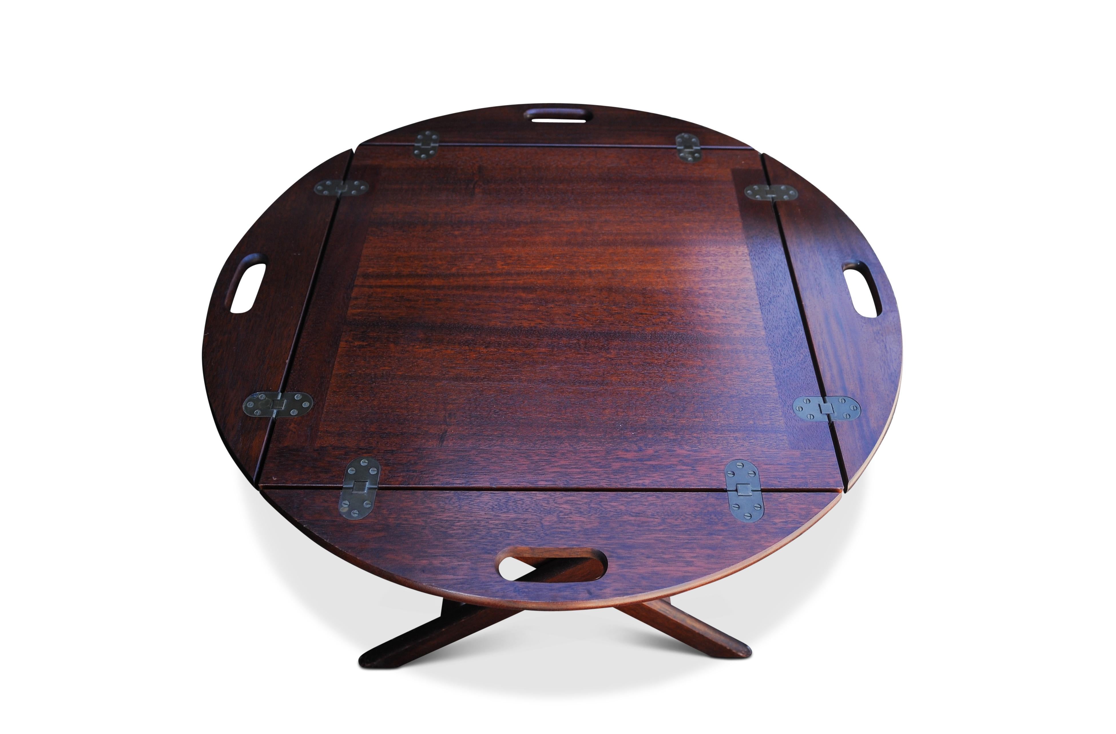 Military Campaign Square Mahogany and Brass Butlers Tray on Folding ...