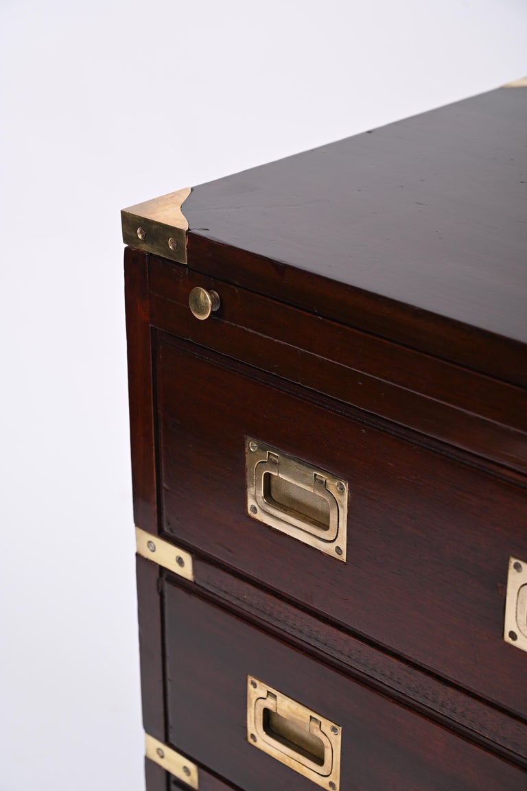 Military Chest of Drawers, Wood and Brass with Writing Desk, England ...