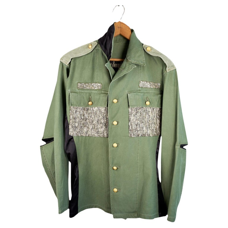 Military Vintage Jacket Green Repurposed Recycled Lurex Sequin J ...