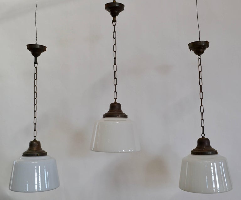 Milk Glass Pharmacy Lights at 1stDibs