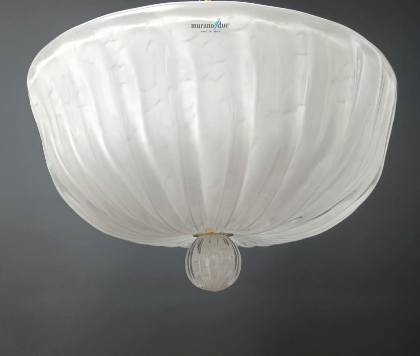 Milky White Flush Mount by Murano Due For Sale at 1stDibs