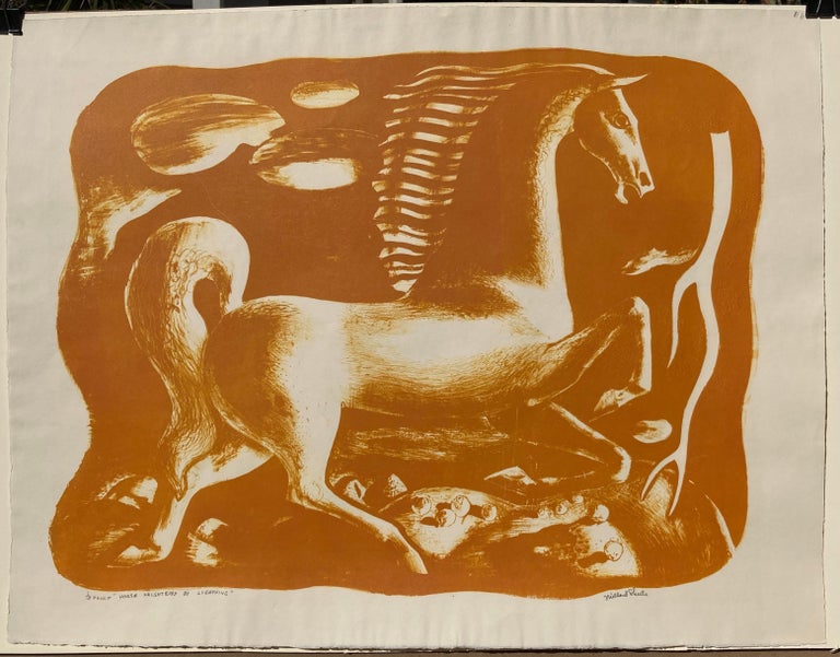 Millard Sheets - HORSE FRIGHTENED BY LIGHTNING - Proof imp- One of ...