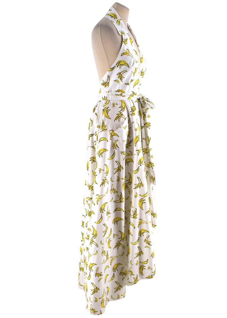 Milly Banana-print hatlerneck poplin maxi dress US 4 For Sale at 1stDibs Milly Banana-print hatlerneck poplin maxi dress US 4 For Sale at 1stDibs