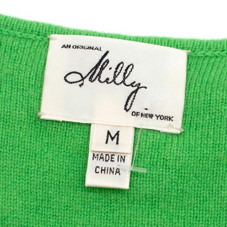 Milly Green Cashmere Knit Embellished Dress - Size M For Sale at 1stDibs