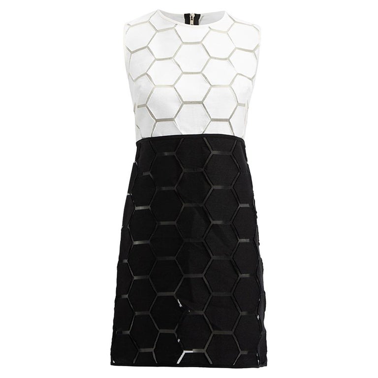 Milly Women's Two Tone Geometric Detail Mini Dress For Sale at 1stDibs