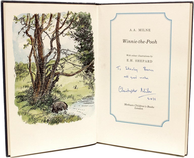 MILNE. Winnie The Pooh - 1ST COLOR ED - INSCRIBED BY CHRISTOPHER 'ROBIN ...