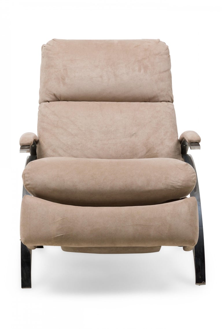 Milo Baughman American Chrome Recliner Armchair in Taupe Suede ...