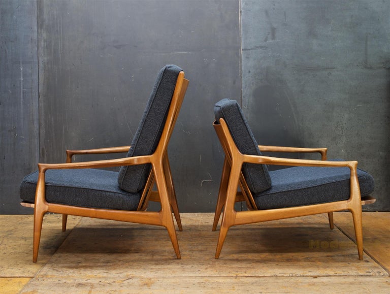 Milo Baughman Archie Chair Walnut His Hers High Low Back Midcentury ...