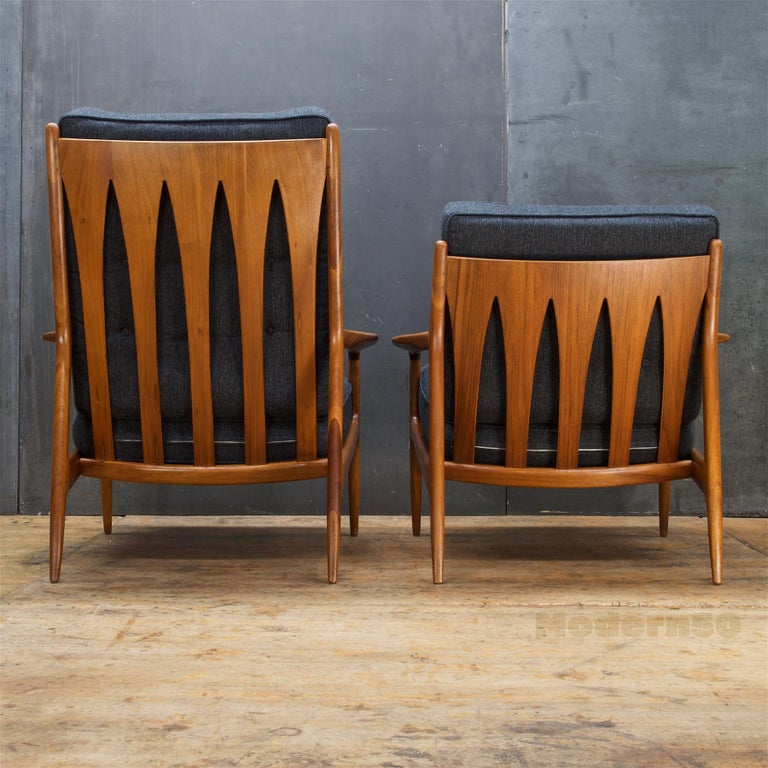 Milo Baughman Archie Chair Walnut His Hers High Low Back Midcentury ...