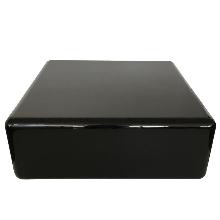 Milo Baughman Black Lacquered Chiclet Low Coffee Table at 1stDibs
