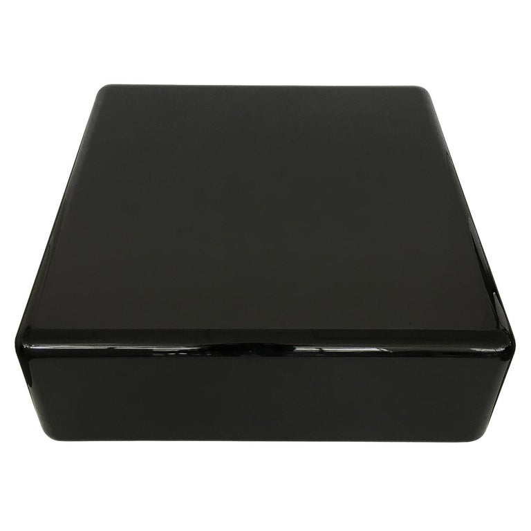 Milo Baughman Black Lacquered Chiclet Low Coffee Table at 1stDibs