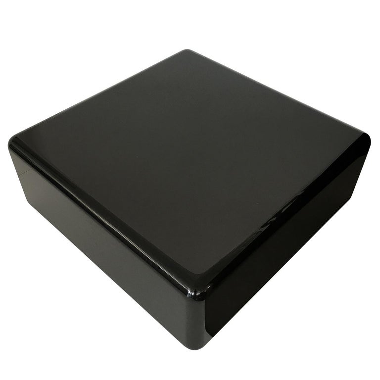 Milo Baughman Black Lacquered Chiclet Low Coffee Table at 1stDibs