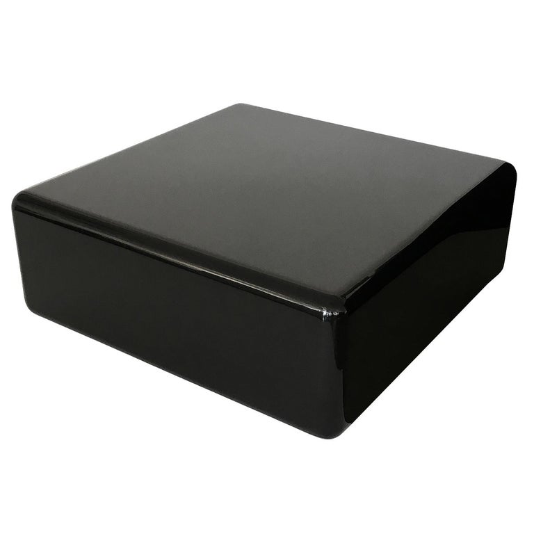 Milo Baughman Black Lacquered Chiclet Low Coffee Table at 1stDibs