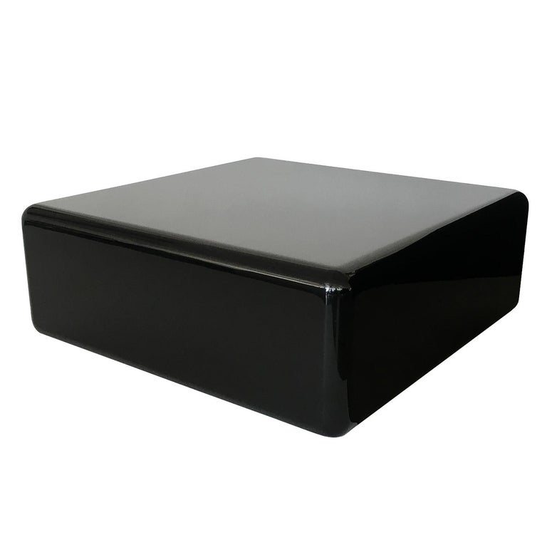 Milo Baughman Black Lacquered Chiclet Low Coffee Table at 1stDibs