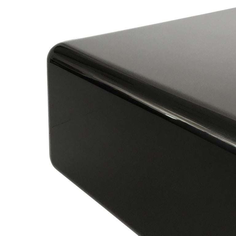 Milo Baughman Black Lacquered Chiclet Low Coffee Table at 1stDibs