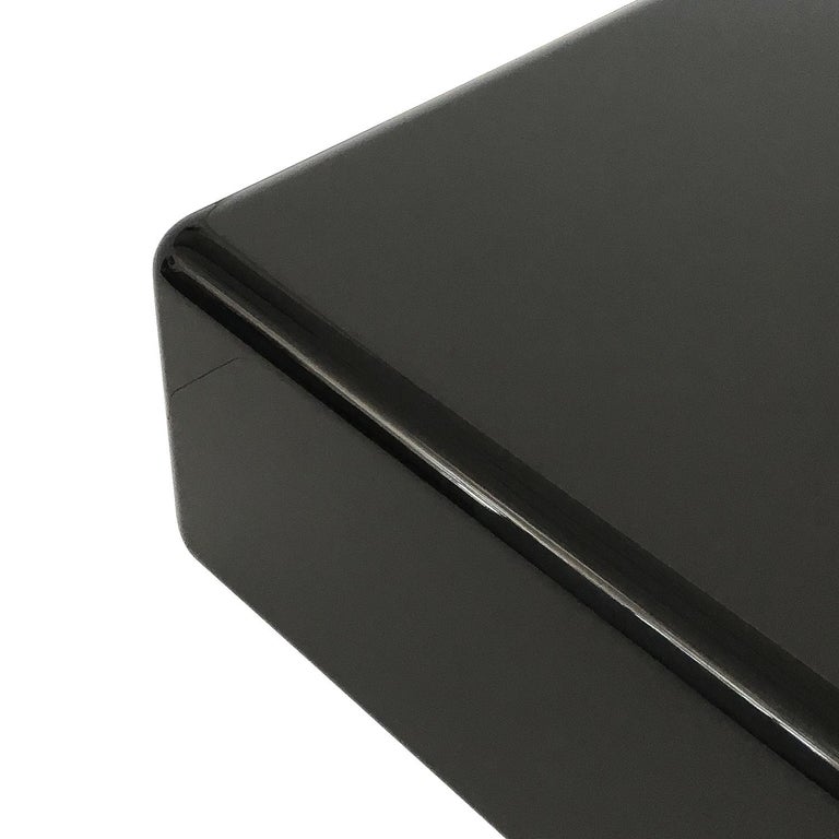 Milo Baughman Black Lacquered Chiclet Low Coffee Table at 1stDibs