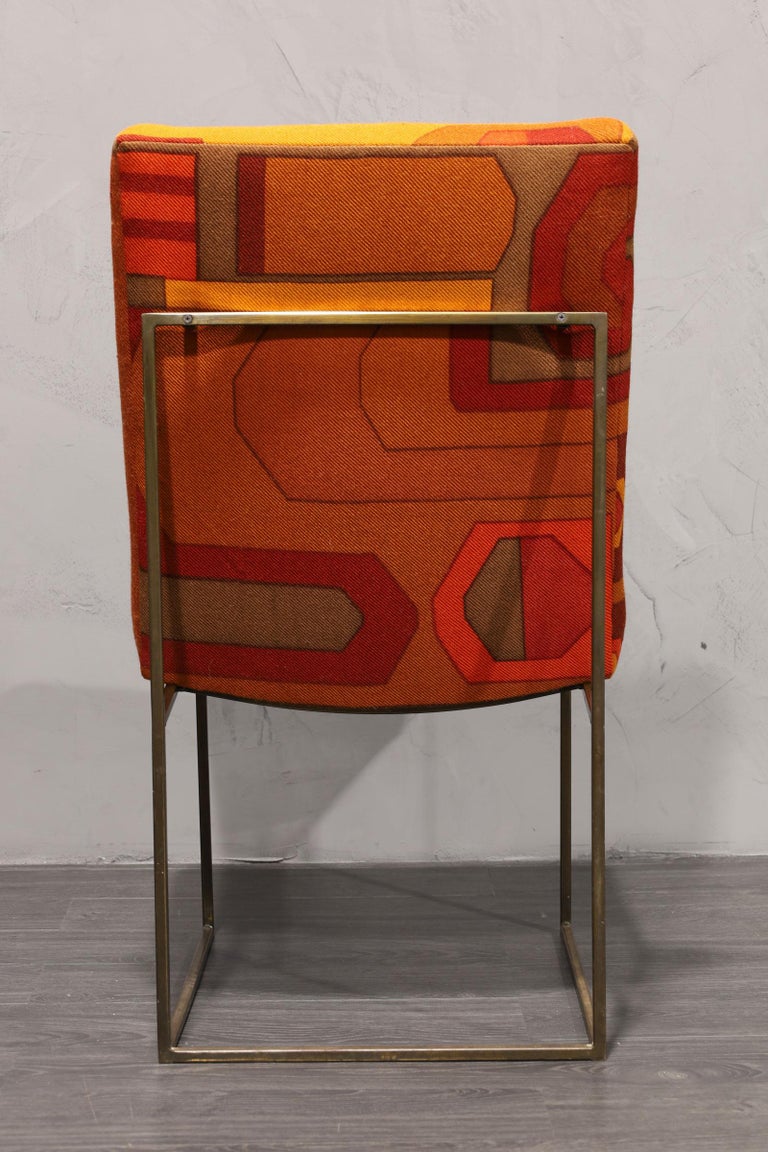 Milo Baughman Bronze Thin Frame Chairs in Jack Lenor Larsen Upholstery ...
