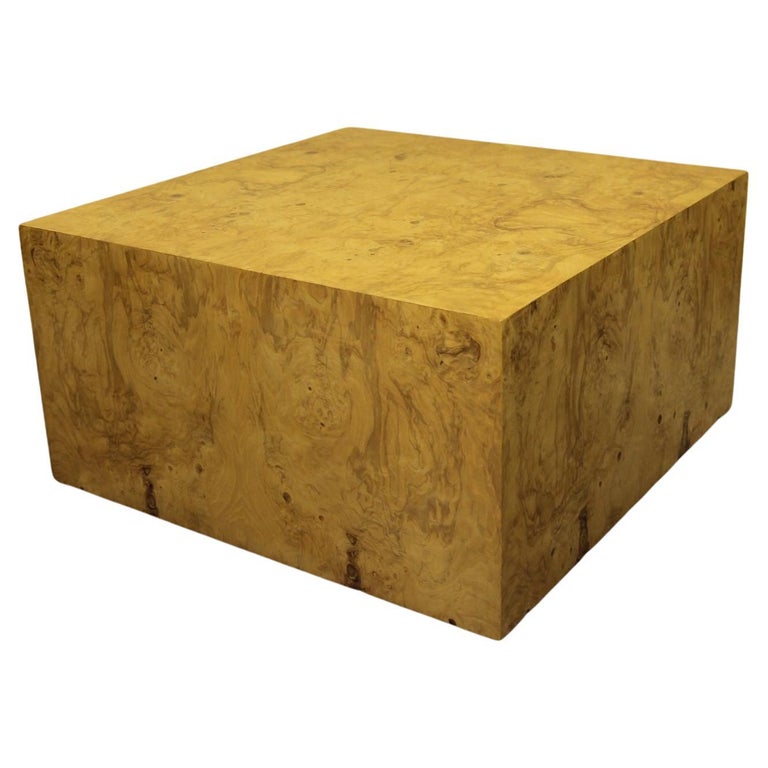 Milo Baughman Burled Olive Wood Coffee Table For Sale at 1stDibs