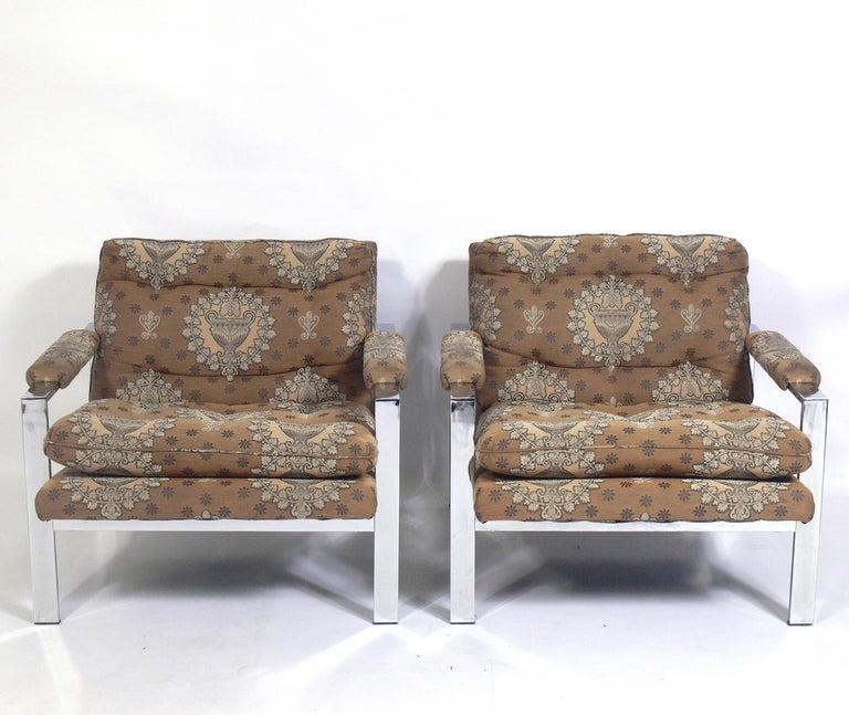 Milo Baughman Chrome Lounge Chairs at 1stDibs