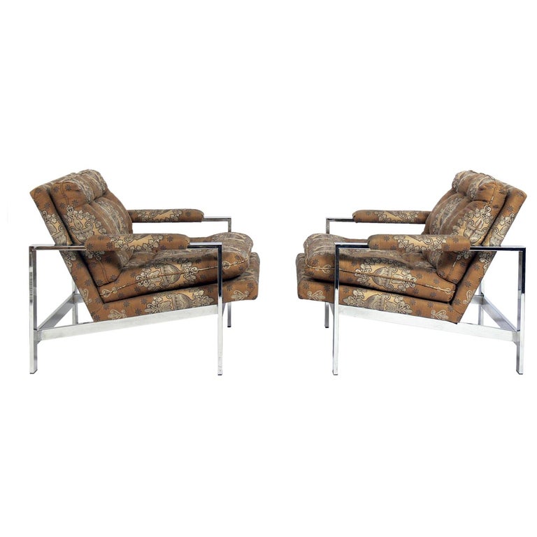 Milo Baughman Chrome Lounge Chairs at 1stDibs
