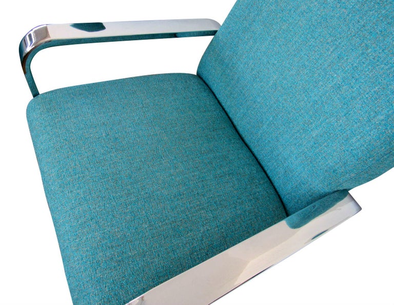 Milo Baughman Cornflower Blue Lounge Chairs at 1stDibs