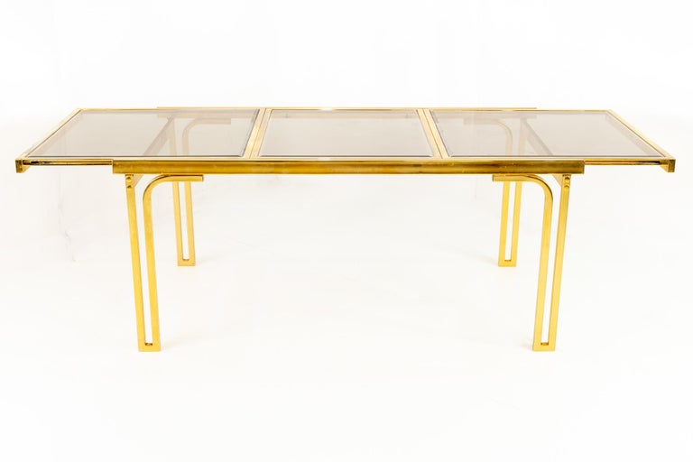 Milo Baughman Design Institute America MCM Brass Glass Expanding Dining ...