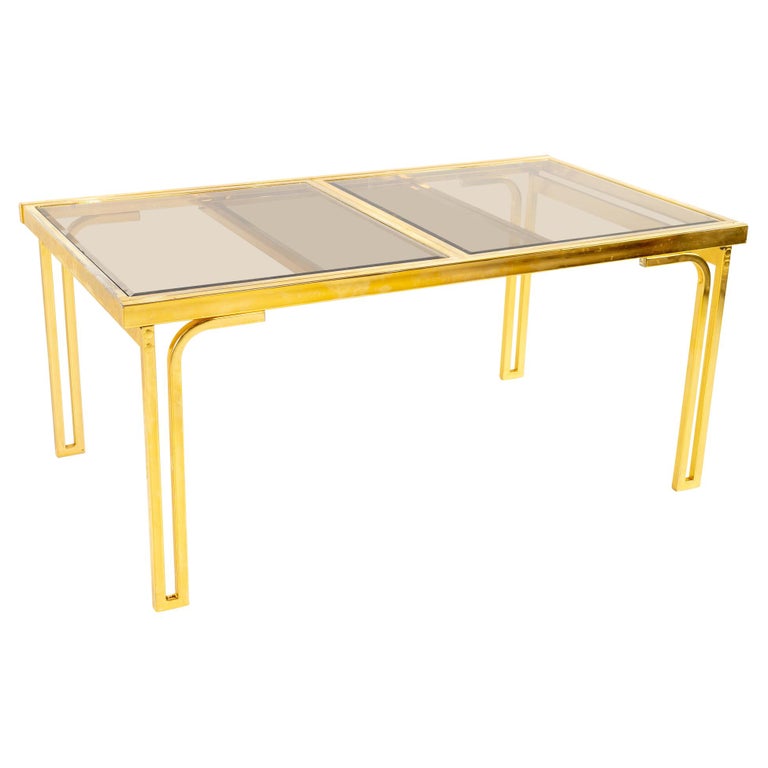 Milo Baughman Design Institute America MCM Brass Glass Expanding Dining ...