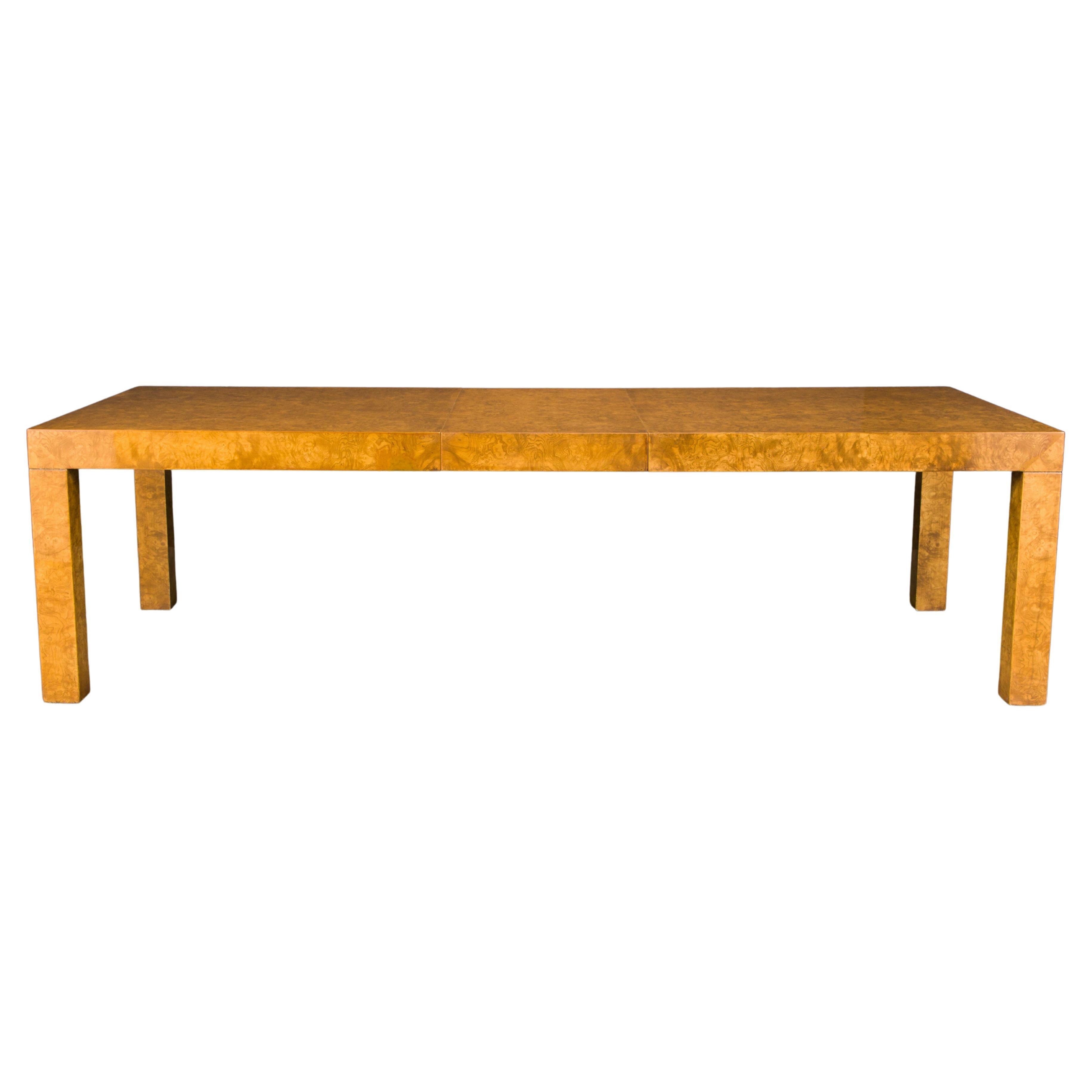 Milo Baughman Extendable Burl Dining Table Refinished in a French ...