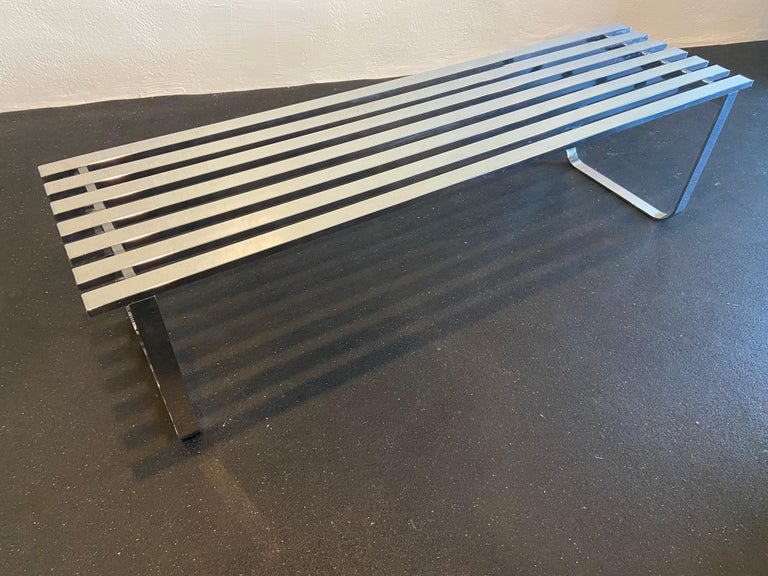 Design Institute Of America Chrome Slatted Bench For Sale at 1stDibs