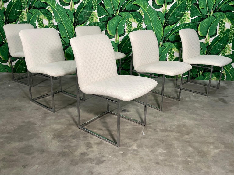 DIA Thin Frame Chrome Dining Chairs, Set of 6 For Sale at 1stDibs