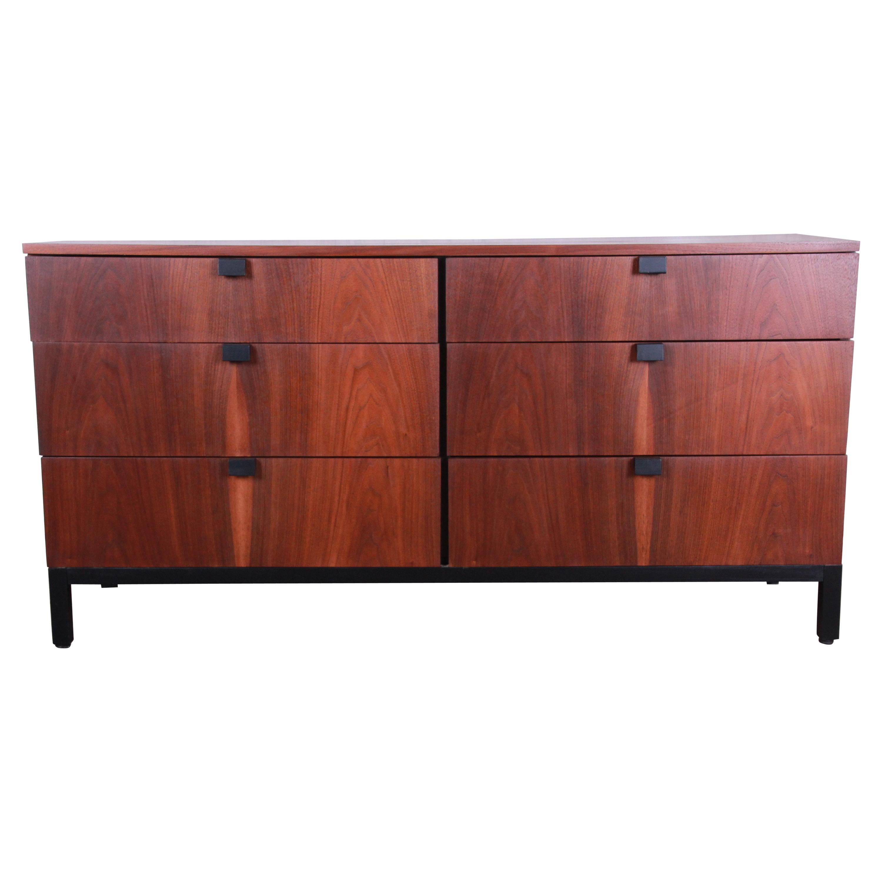 Milo Baughman for Directional Six-Drawer Walnut Dresser at 1stDibs